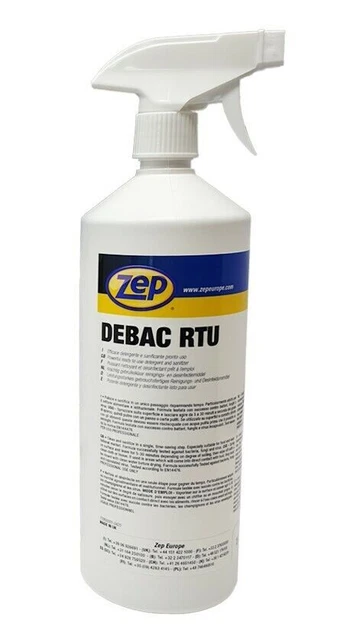 ZEP DEBAC RTU Sanitiser Disinfectant Spray 1L Trigger Antibacterial ...