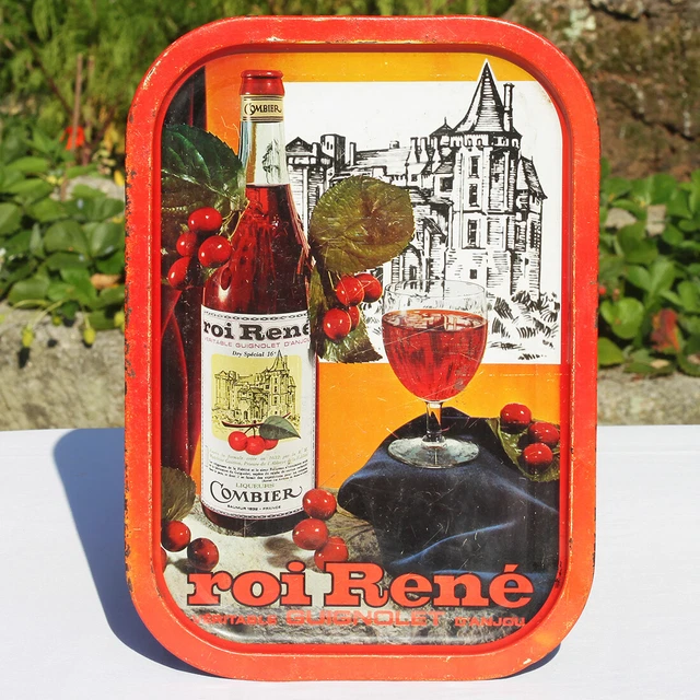 PLATEAU PUBLICITAIRE EN métal vintage Liqueurs Combier roi René ...