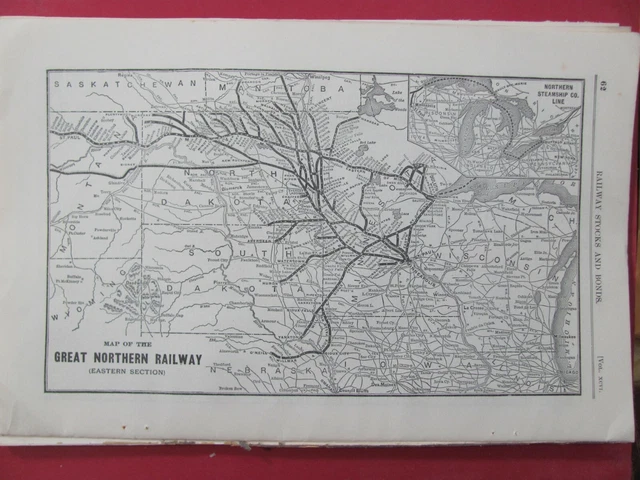 1913 GREAT NORTHERN Railroad Eastern System Map Routes Stations Gn Rr ...