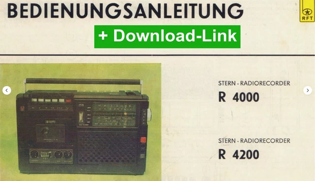 DDR BEDIENUNGSANLEITUNG STERN Radiorecorder R 4000 4200 inkl ...