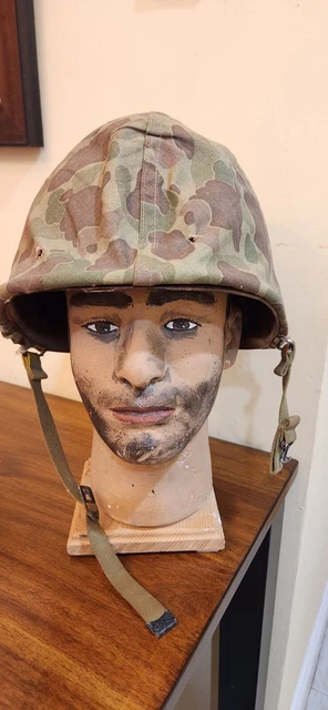 WW2 USMC MARINE M1 SB FS Infantry Helmet Original Camo Cover Liner EUR ...