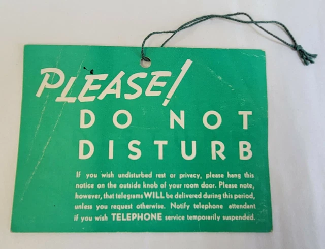 VINTAGE PLEASE DO Not Disturb Sign Telegram Telephone Double Sided 5.75 ...