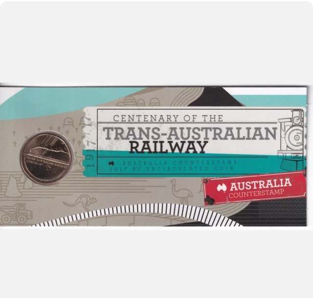 AUSTRALIA 2017 $1 Trans - Australian Railway Map Australia Counterstamp ...