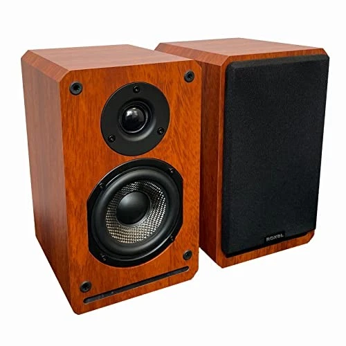 WIRED PASSIVE BOOKSHELF Speaker, Wood Effect Cabinet with 4 inch ...