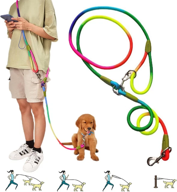 HANDS FREE DOG Leash& 7.5Ft Cross Body Rope with Slip Lead Durable for ...