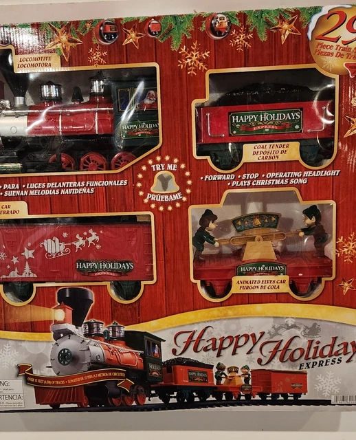 HAPPY HOLIDAY EXPRESS Battery Operated X'mas Train Set w/Lights ...
