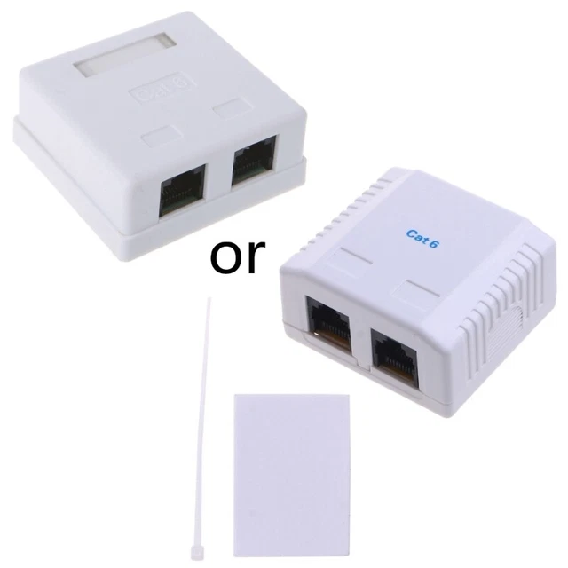 RJ45 JUNCTION BOX CAT6 8P8C Connector 2 Port Female Desktop Box $16.51 ...
