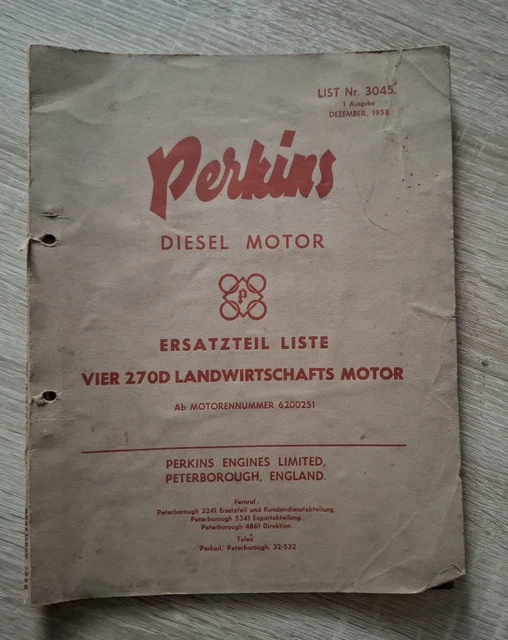 PERKINS VIER 270D Motor Ersatzteilliste EUR 29,90 - PicClick DE