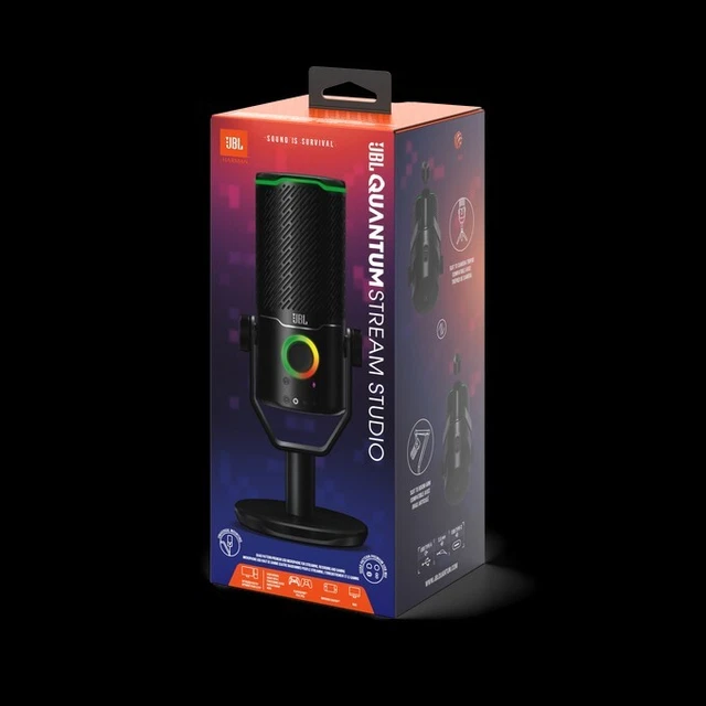 JBL QUANTUM STREAM Studio, Triple Condenser USB Microphone with Four ...