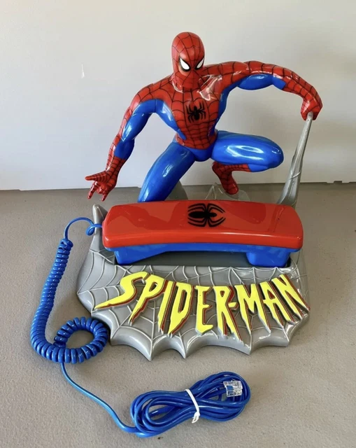 VINTAGE SPIDER-MAN TELEPHONE Marvel Comics Animated Landline 90's With ...