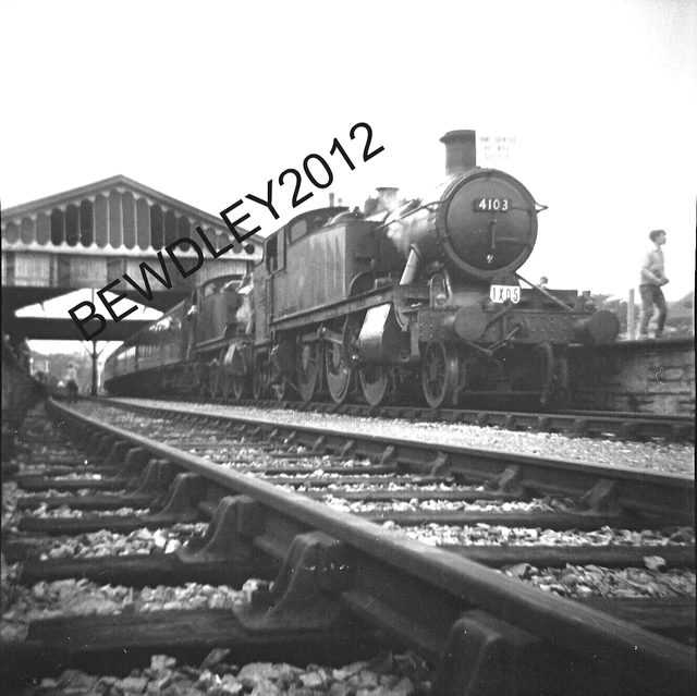 NEGATIVE 6X6CM GWR 4103 & 6148 CHEDDAR STATION 6/10/1963 *NEEDS ...