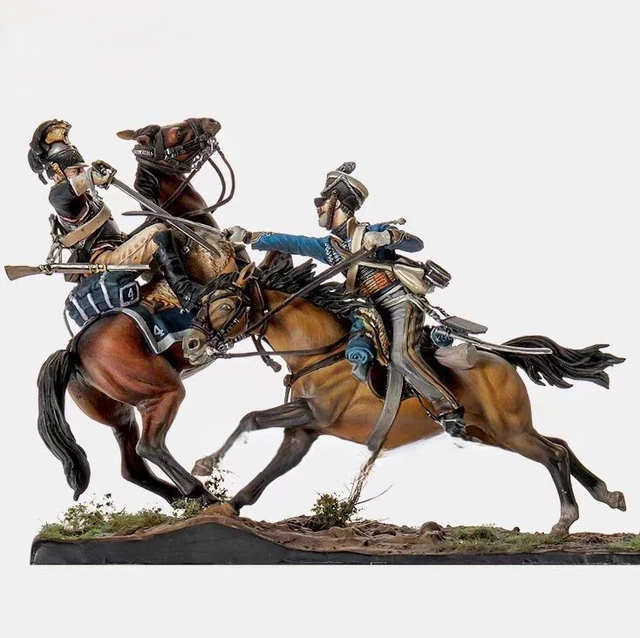 1/32 54MM NAPOLEONIC Cavalry Duel Diorama Model with Horses and ...
