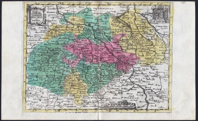 SAXONY THURINGIA MEISSEN Vogtland Anhalt Lusatia map map Kilian 1759 £ ...