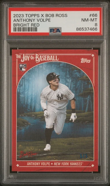 2023 TOPPS X Bob Ross The Joy of Baseball #66 Anthony Volpe ROSSO/5 PSA ...