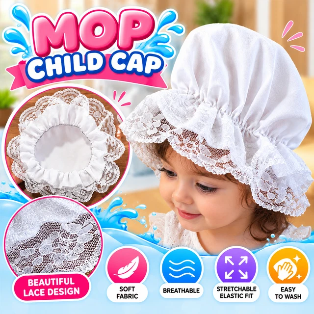 CHILD WHITE LACE Mop Cap Victorian Maid Tudor Fancy Dress Costume Hat £ ...