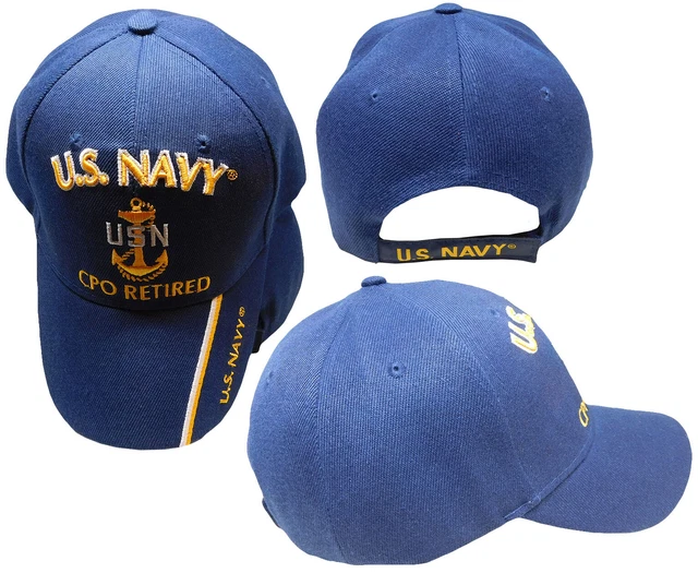 BLUE US NAVY CPO Chief Petty Officer Retired Hat Ball Cap Veteran ...