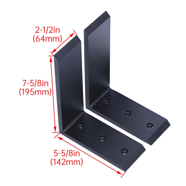 2 HEAVY DUTY Black Steel Countertop Support Brackets Mantel Shelf L ...