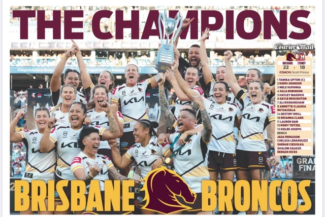 BRISBANE BRONCOS 2025 premiers Nrlw rugby team LAMINATED 300mm poster,1 ...
