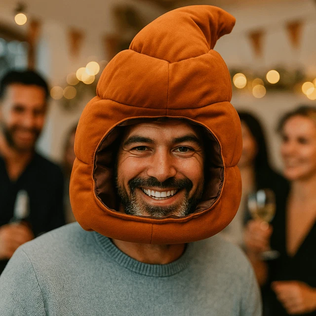 SAND SCULPTURE STYLE Poop Head Cover Soft Cartoon Plush Hat Party £26. ...