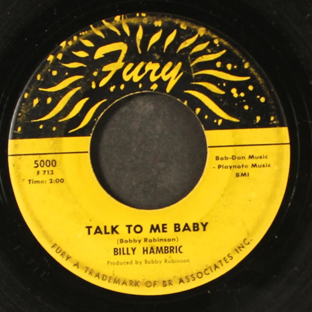 BILLY HAMBRIC : humain / talk to me bébé FURY 7" Single 45 tr/min EUR 6 ...