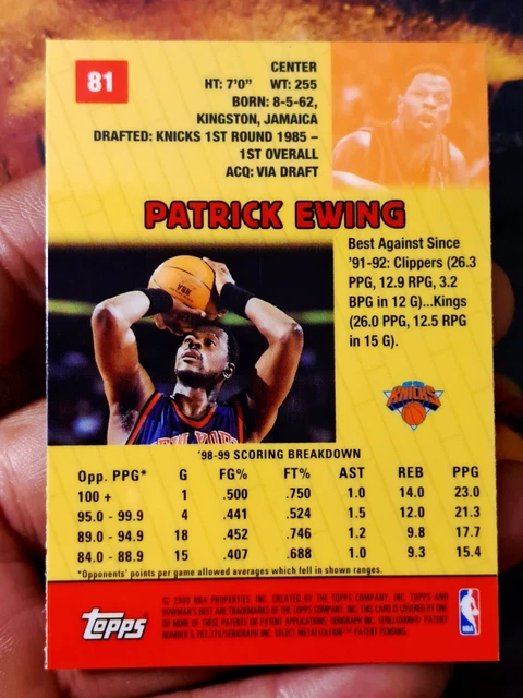 1999-00 BOWMAN'S BEST Patrick Ewing #81 HOF New York Knicks $1.85 ...