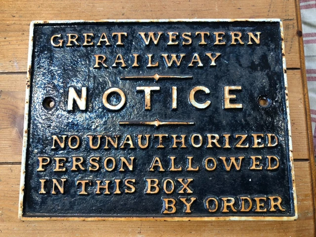 ORIGINAL GREAT WESTERN Railway Gwr Signalbox Cast Iron Doorplate Sign £ ...