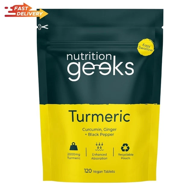 NUTRITION GEEKS TURMERIC Tablets 2000mg with Black Pepper & Ginger ...
