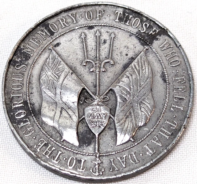 WW1 1916 BRITISH Royal Navy Battle of Jutland commemorative medal coin ...