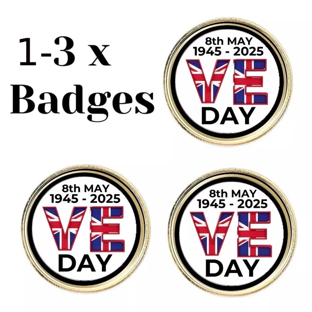 1-3X VE DAY Victory in Europe 80th Anniversary 1945-2025 (BU) Lapel Pin ...