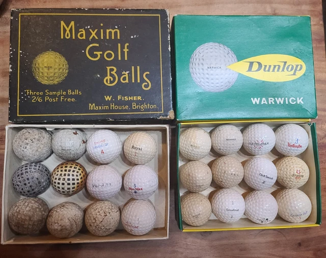 LOT OF 2 Antique Golf Ball Boxes And 2 Dozen Random Balls - 1940-1960 ...