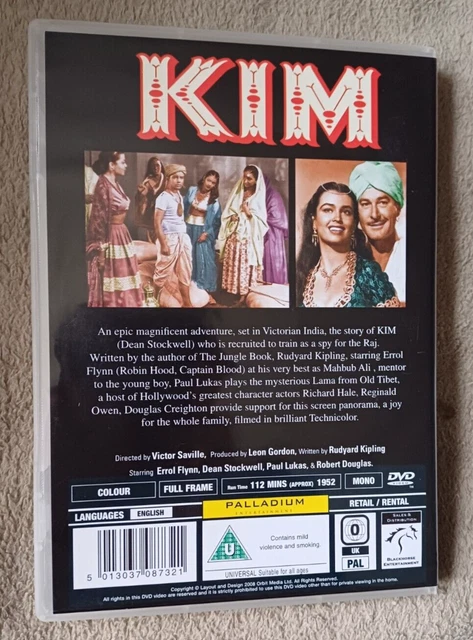KIM (1952) ERROL Flynn Dean Stockwell film. region 2 UK DVD - EXCELLENT ...