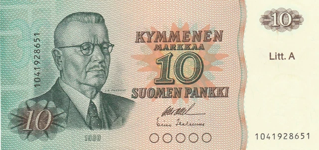BANKNOTE FINLAND 10 markkaa 1980 Litt A unc EUR 3,00 - PicClick DE