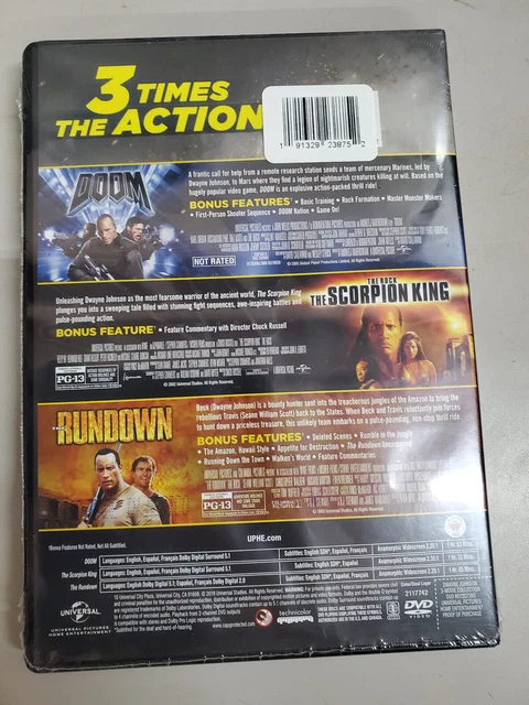DWAYNE JOHNSON 3-MOVIE Collection (Doom/The Scorpion King/The Rundown ...