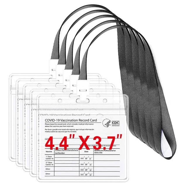 BADGE HOLDER BUSINESS ID Card - with Black Lanyard Clear 4x3 Pack of 5 ...