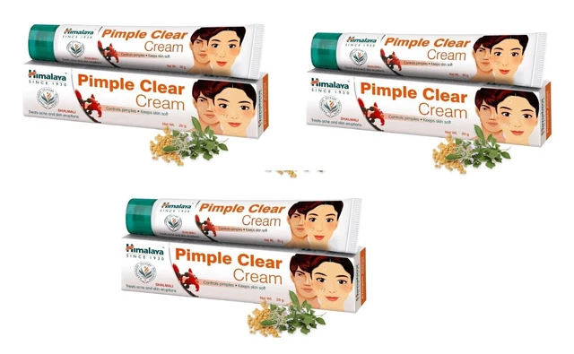 HIMALAYA PIMPLE CLEAR Cream 20 gm x3 Acne skin inflammation, infection ...