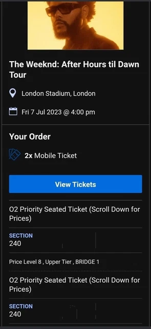 THE WEEKND CONCERT ticket - Seated, London Stadium, July 7th. Sold as ...