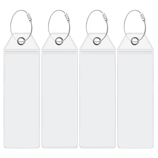 4 PCS BAGGAGE Tags Stainless Steel Key Ring Travel Labels Name for Bags ...
