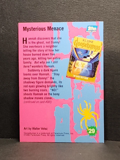 1996 GOOSEBUMPS CARD Mysterious Menace RL Stine #29 Topps $3.74 ...