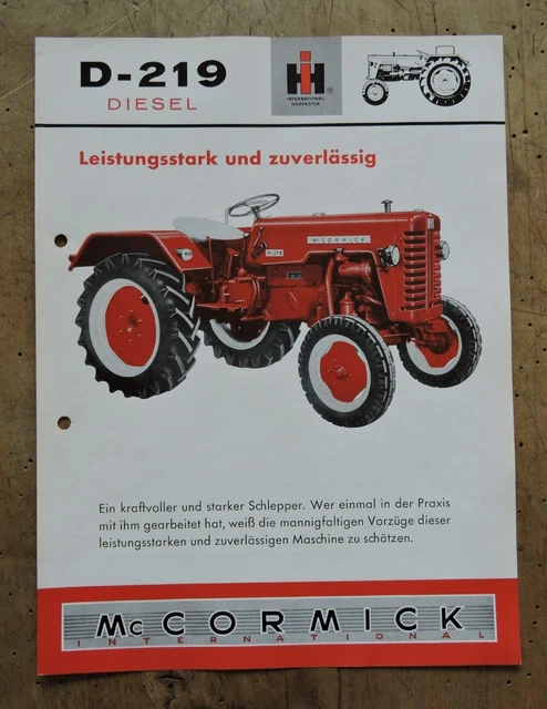 ORIG. PROSPEKT IHC International McCormick D-219 Traktor Schlepper EUR ...