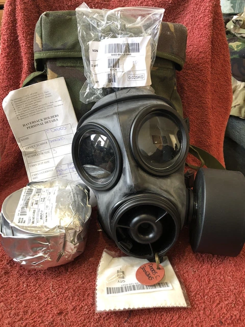 BRITISH ARMY AVON S10 Respirator Gas Mask - 2 Canisters - Case - Extras ...