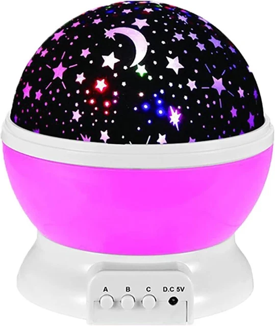 ROTATING LED STAR Moon Sky Night Light Projector Lamp for Kids Baby ...