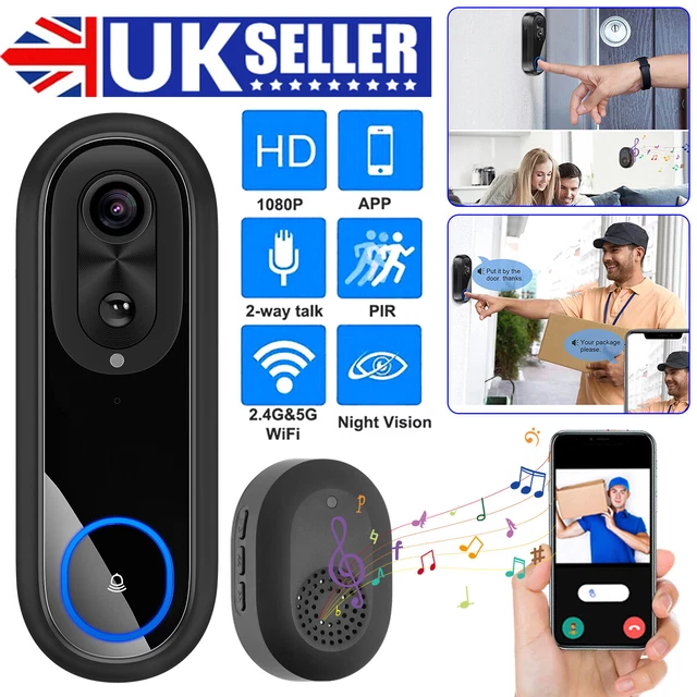 1080P 2.4G/5G WIRELESS WiFi Video Doorbell Camera PIR Night Vision ...