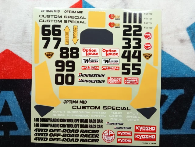 VINTAGE KYOSHO OPTIMA Mid Custom Special RC Decals RARE Original Brand ...