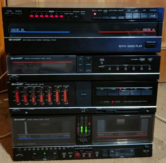 SUPER RARE SHARP Dual Cassette Turntable Hi-Fi RP-207 ST-207 SM-207 RT ...
