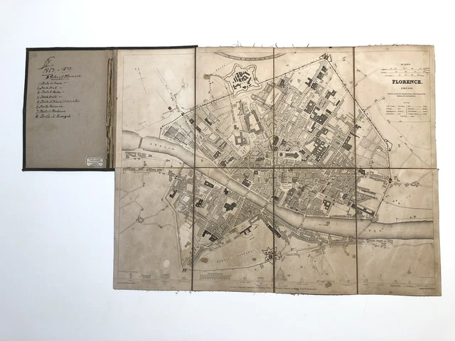 ANTICA MAPPA DI Firenze, 1860 Circa. Florence old Map. WB Clarke / E ...