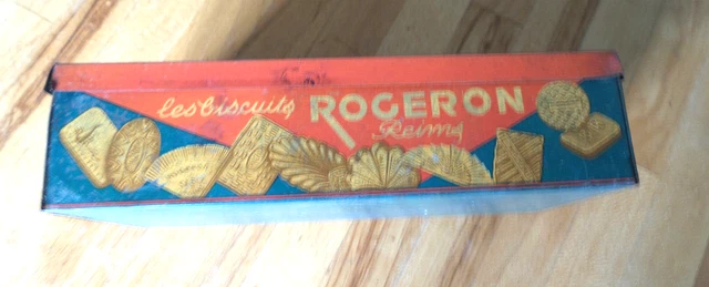 TRÉS TRÈS RARE Ancienne boite à biscuits ROGERON REIMS 1925 EUR 25,00 ...