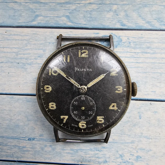 VINTAGE WW2 GERMAN Military Helvetia Hand-Winding Men's Watch For ...