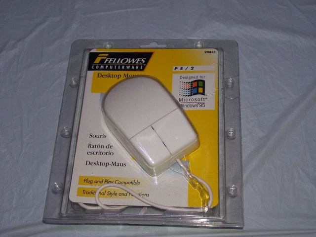 VINTAGE 1995 MOUSE Kit Serial PS/2 NO 99831 Windows 95 Fellowes Desktop ...