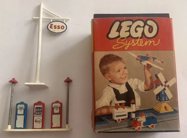 LEGO SYSTEM VINTAGE 1956 ORIGINAL PICTURE BOX SET ESSO SIGN PUMPS ...