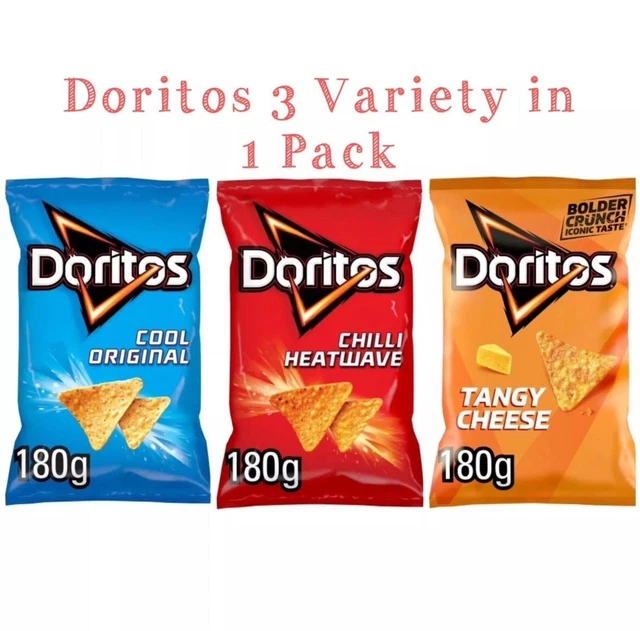 DORITOS TORTILLA CHIPS Chilli Heatwave,Cool Original,Tangy Cheese ...